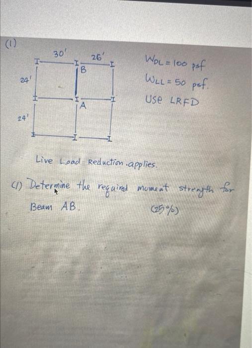 Solved WDL=100 pSf WLL=50 pSf. USE LRFD Live Load | Chegg.com