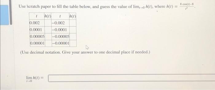 Solved Use scratch paper to fill the table below, and guess | Chegg.com