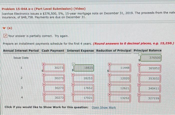 Solved Problem 15-04A a-c (Part Level Submission) (Video) | Chegg.com