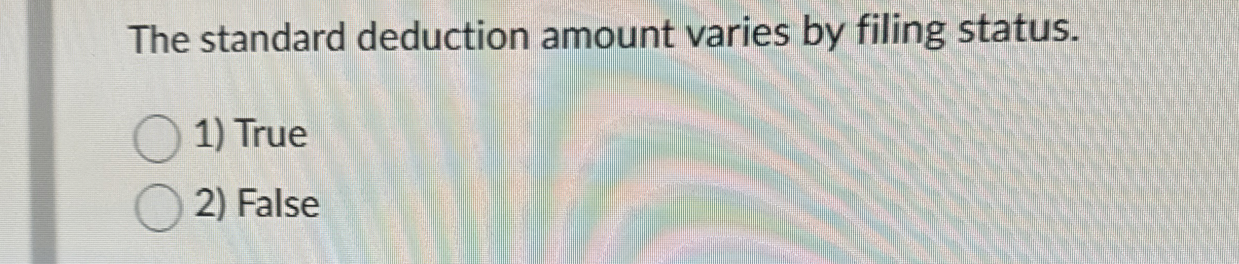 Solved The standard deduction amount varies by filing | Chegg.com