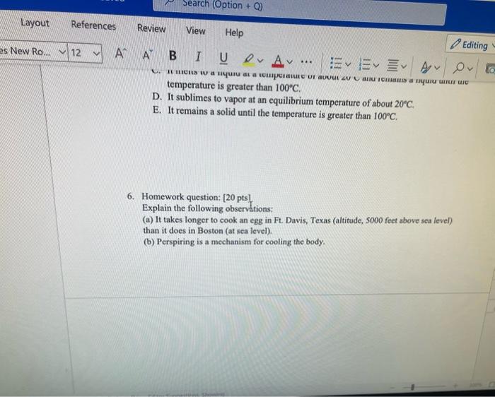 5. AP Chemistry question: The phase diagram for the | Chegg.com