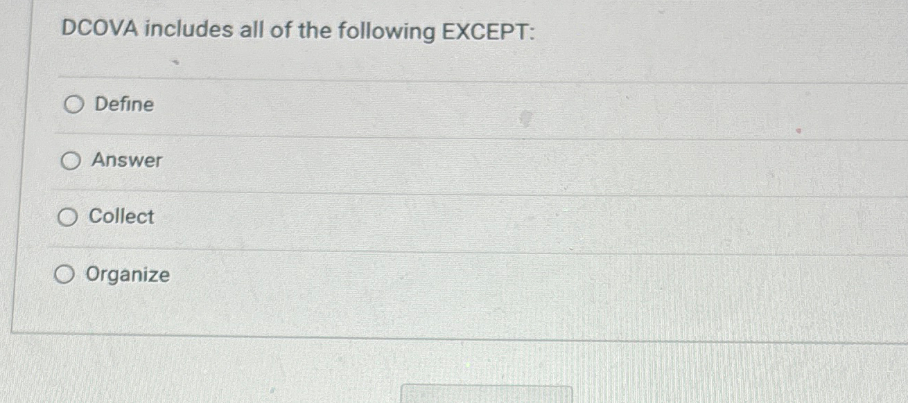 Solved DCOVA includes all of the following | Chegg.com