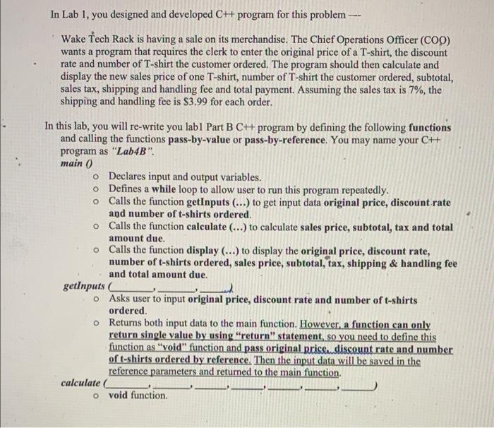 Solved In Lab 1, you designed and developed CH program for | Chegg.com