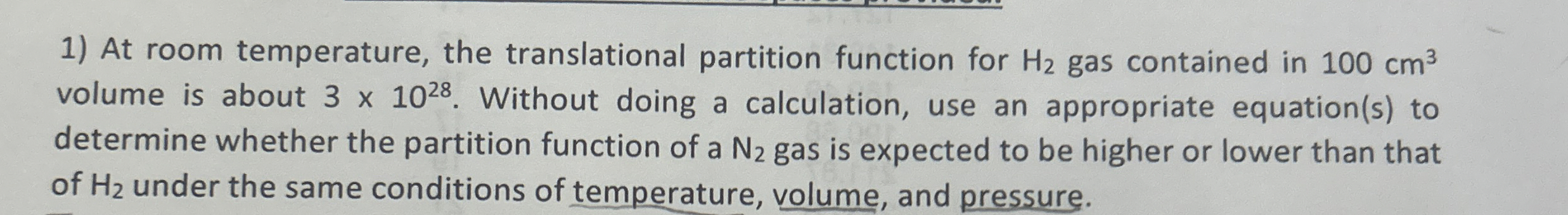 Solved At room temperature, the translational partition | Chegg.com