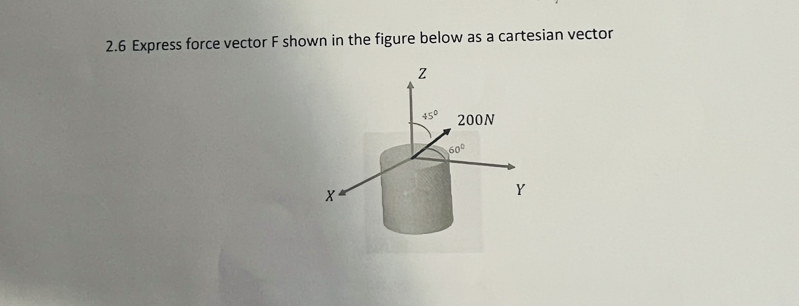 Solved 2.6 ﻿Express force vector F ﻿shown in the figure | Chegg.com
