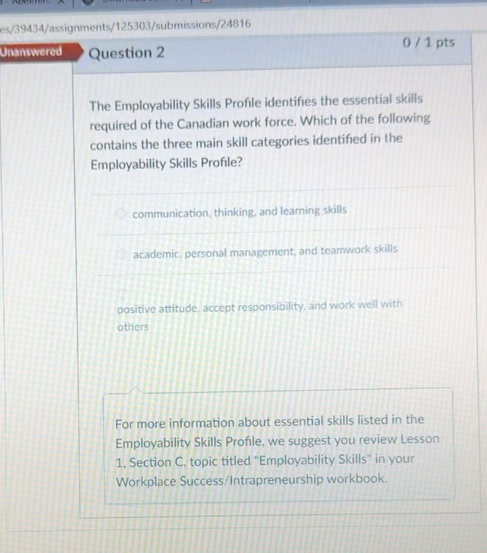 Solved UnansweredQuestion 201 ptsThe Employability Skills | Chegg.com Solved UnansweredQuestion 201 ptsThe Employability Skills | Chegg.com