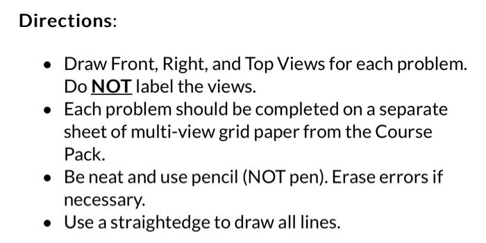 Solved For each problem assigned, create a multi-view | Chegg.com