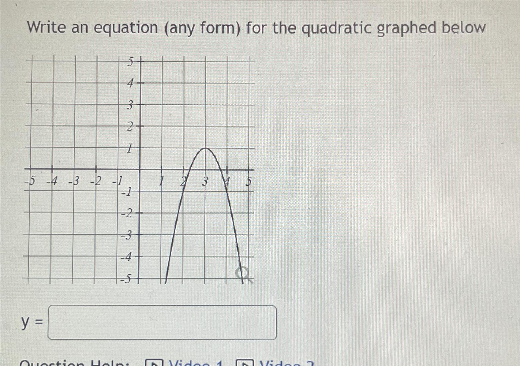 Solved Write an equation (any form) ﻿for the quadratic | Chegg.com