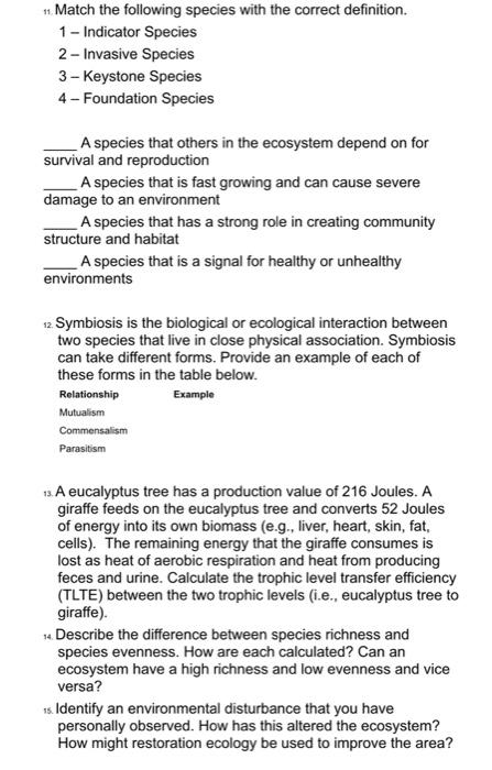 Solved "Match the following species with the correct | Chegg.com
