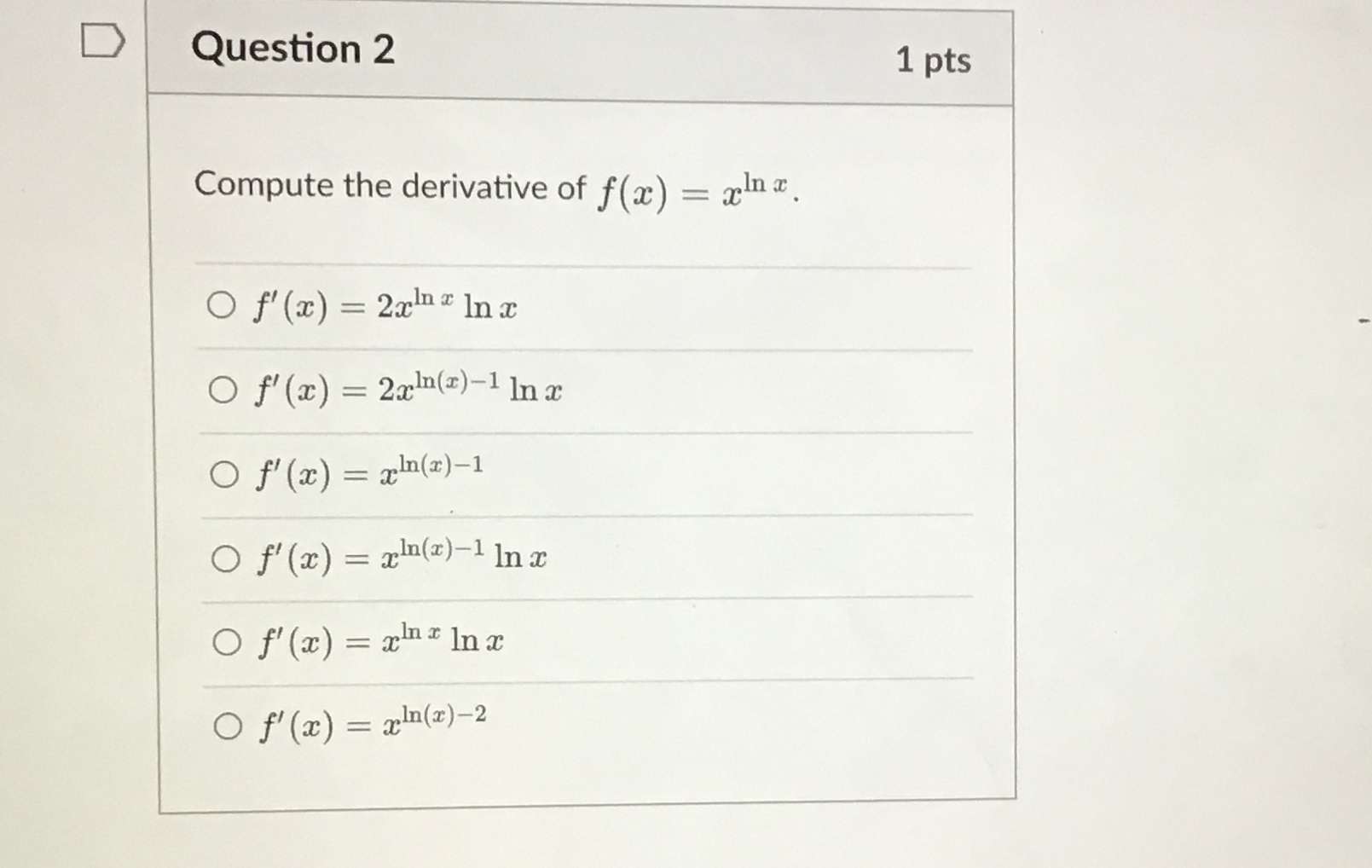 Solved Question 21 ﻿ptsCompute the derivative of | Chegg.com