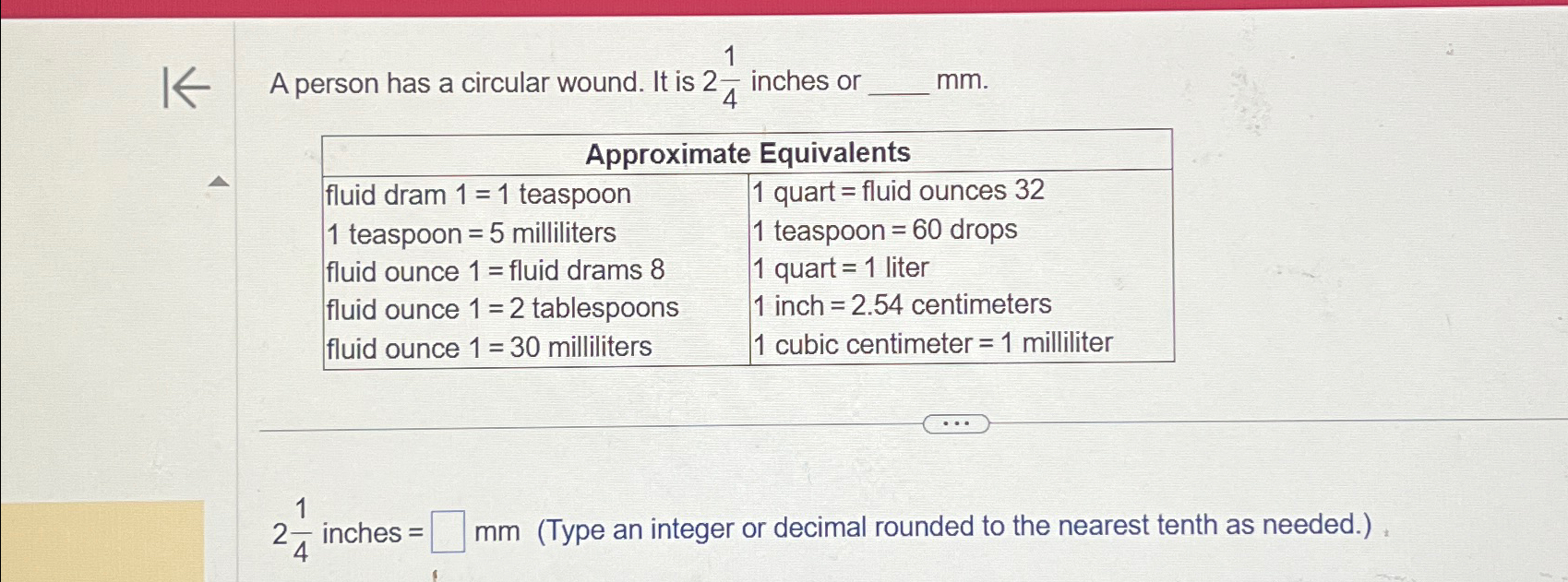 Solved A person has a circular wound. It is 214 ﻿inches or | Chegg.com