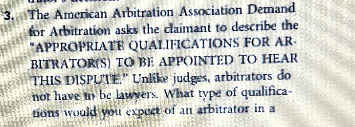 The American Arbitration Association Demand for | Chegg.com