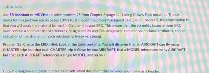 Solved Instructions: Use ER Assistant or MS Visio to solve | Chegg.com