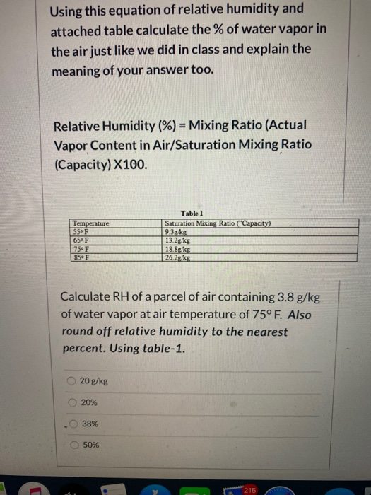 Solved Using this equation of relative humidity and attached | Chegg.com