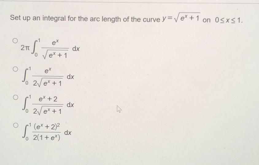 Solved Set up an integral for the arc length of the curve | Chegg.com