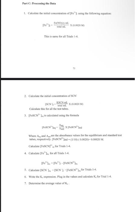 Solved Data TableE1. Calculate the initial concentration of | Chegg.com