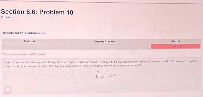 Solved Section 6.6: Problem 10 (1 point) Results for this | Chegg.com