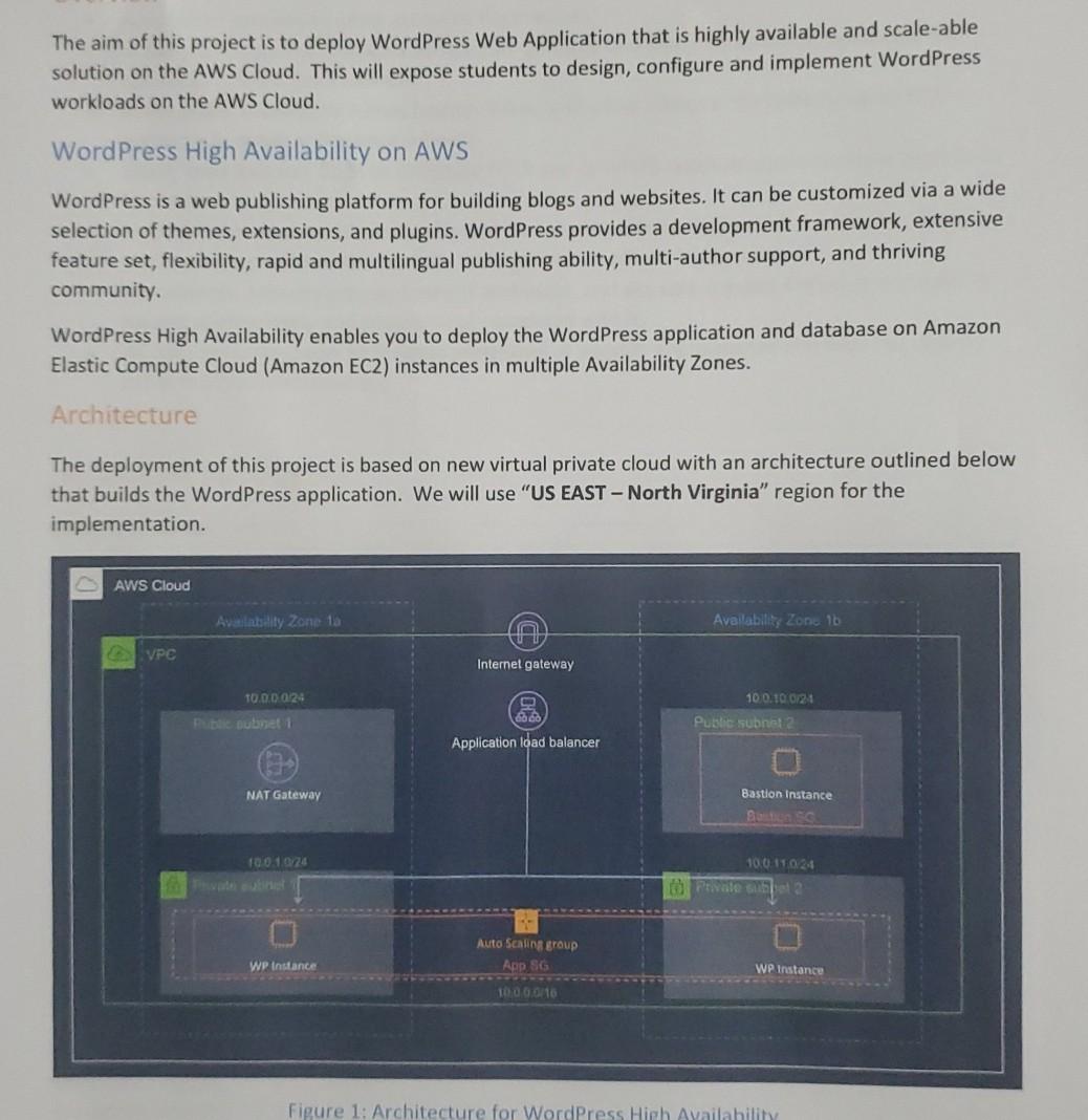 Solved The aim of this project is to deploy WordPress Web | Chegg.com
