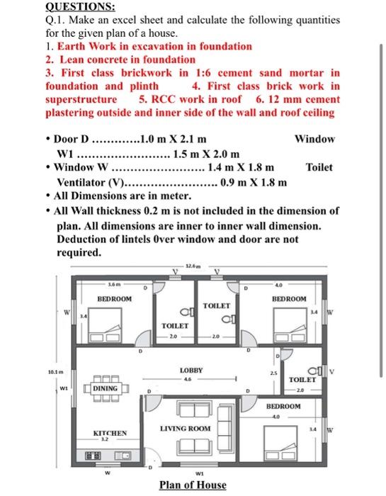 Solved QUESTIONS: Q.1. Make an excel sheet and calculate the | Chegg.com