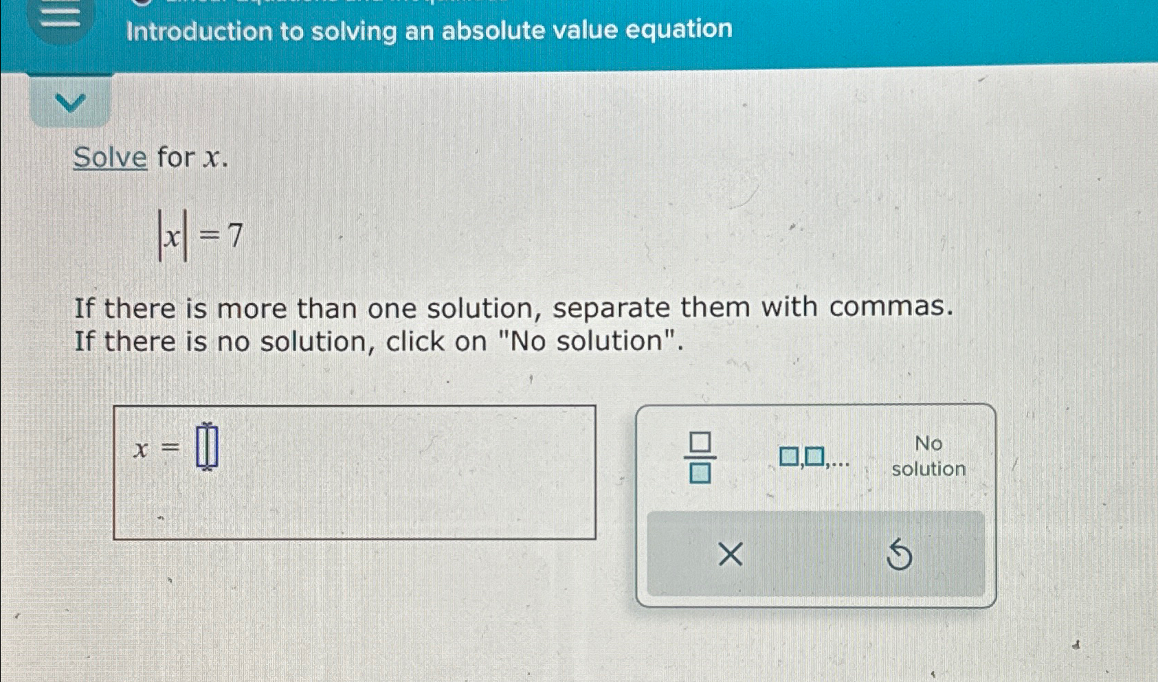 Solved Introduction to solving an absolute value | Chegg.com