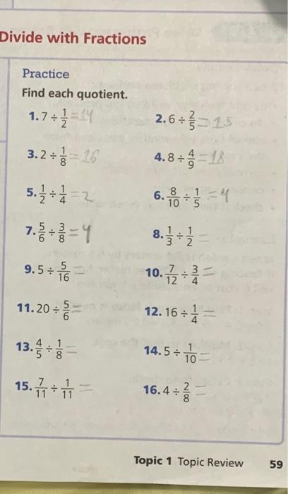 Solved Divide with Fractions Practice Find each quotient. | Chegg.com