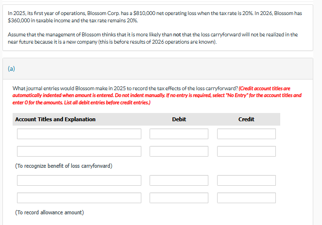 Solved In 2025, ﻿its first year of operations, Blossom Corp. | Chegg.com