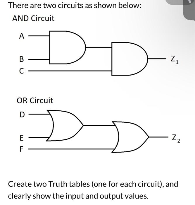 Solved There are two circuits as shown below: AND Circuit | Chegg.com