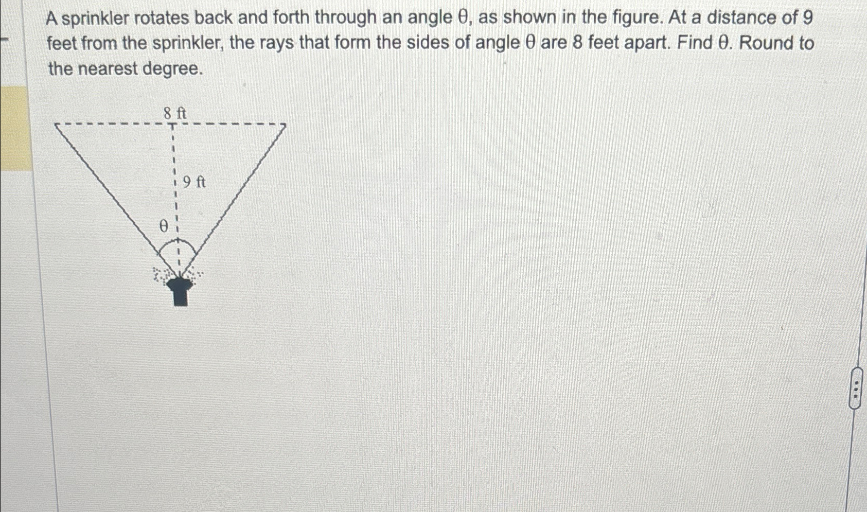 Solved A sprinkler rotates back and forth through an angle | Chegg.com