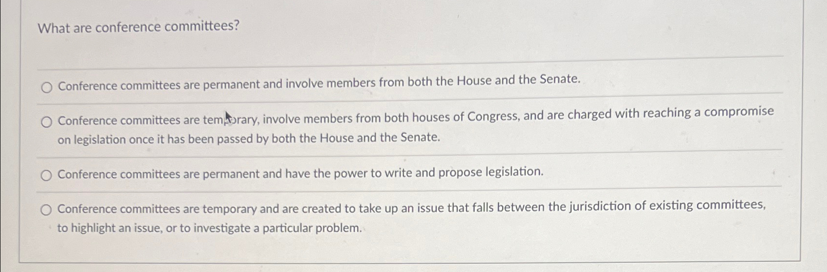 Solved What are conference committees?Conference committees | Chegg.com