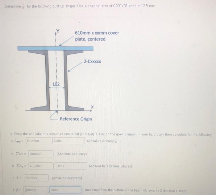Solved Determine y for the following built up shape. Use a | Chegg.com