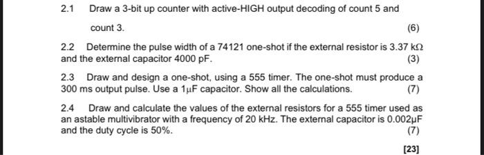 Solved 2.1 Draw a 3-bit up counter with active-HIGH output | Chegg.com