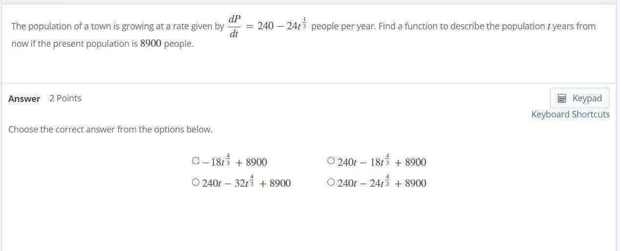 Solved The population of a town is growing at a rate given | Chegg.com
