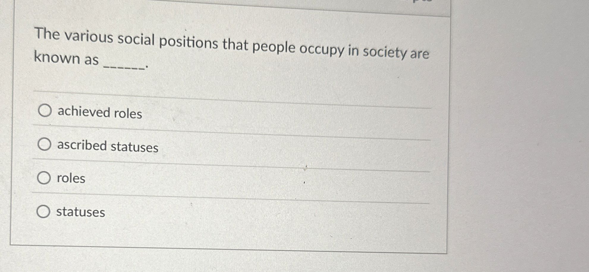 Solved The various social positions that people occupy in | Chegg.com