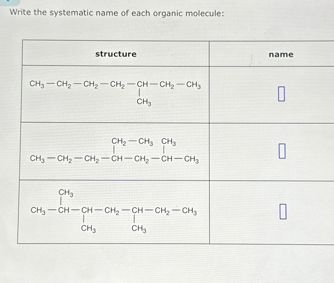 Solved Write the systematic name of each organic | Chegg.com