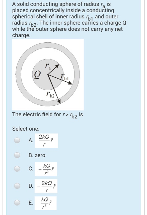 Solved A solid conducting sphere of radius r, is placed | Chegg.com