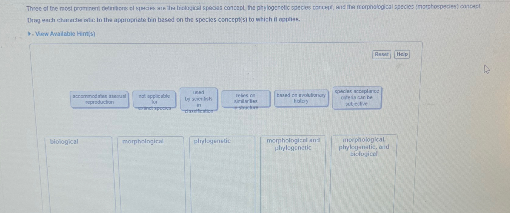 Solved Three of the most prominent definitions of species | Chegg.com