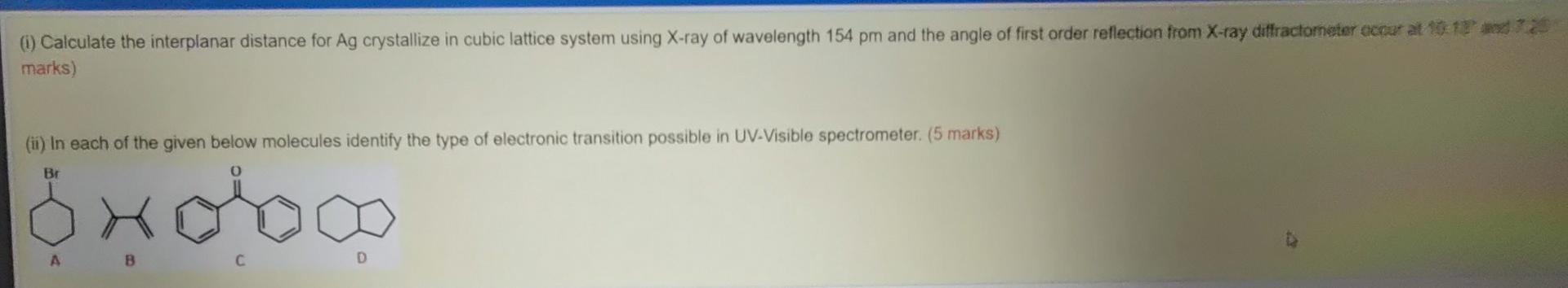 Solved () Calculate the interplanar distance for Ag | Chegg.com