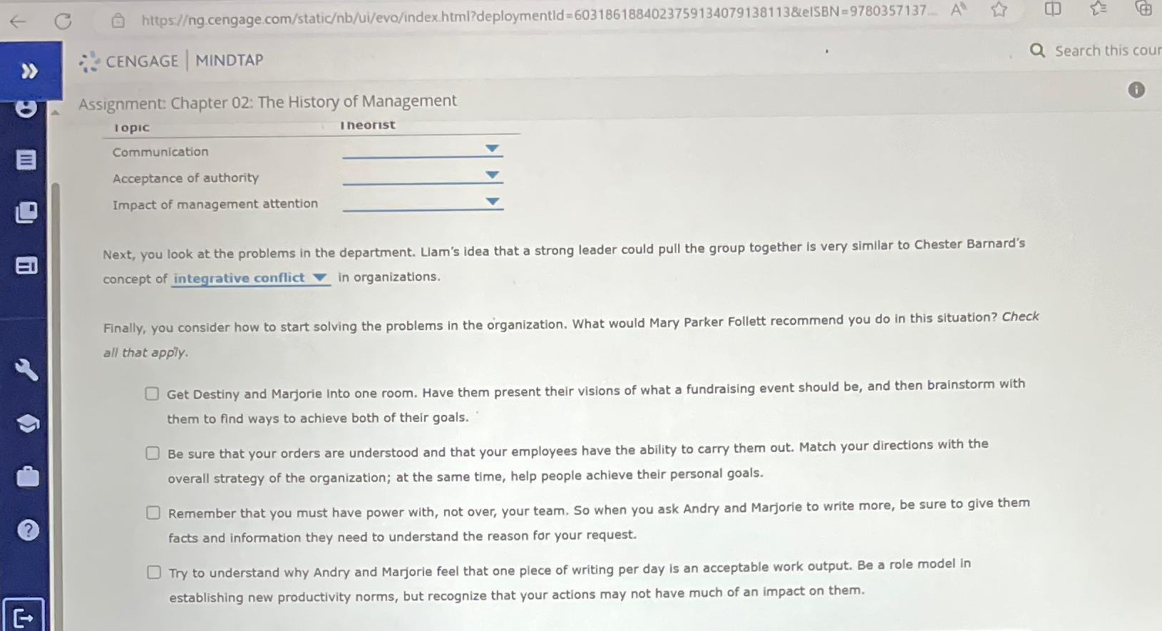 Solved :' ﻿CENGAGE | ﻿MINDTAPAssignment: Chapter 02: The | Chegg.com