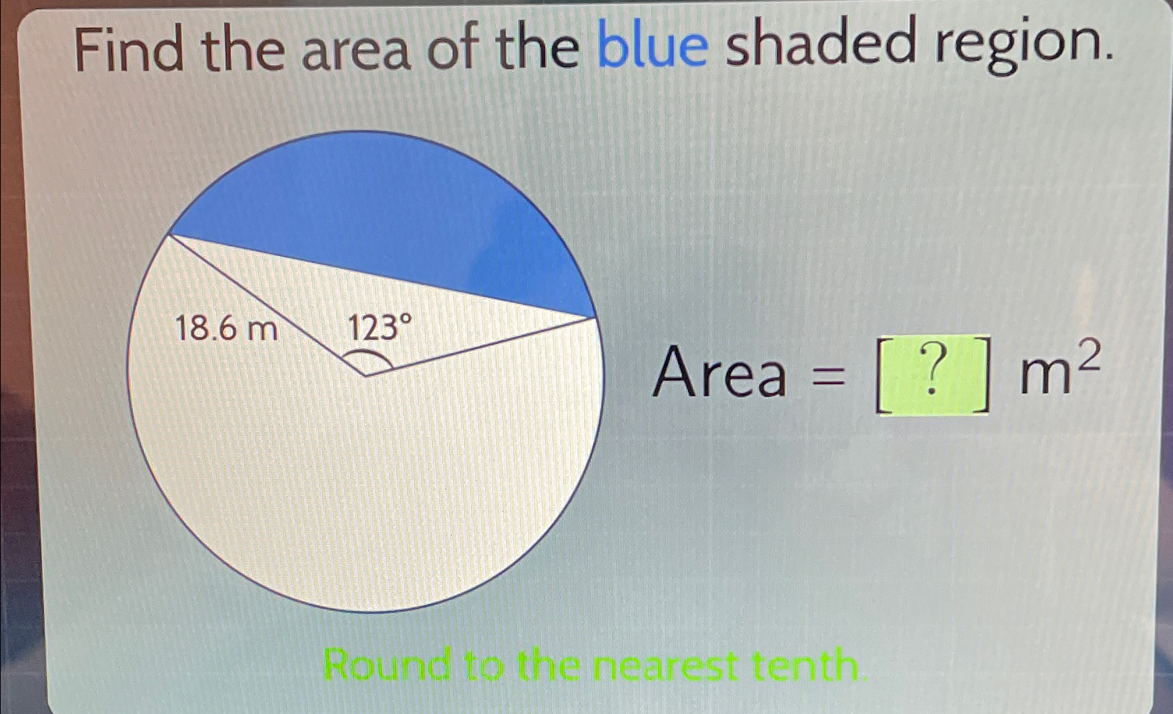 Solved Find the area of the blue shaded region. Use 3.14 ﻿as | Chegg.com
