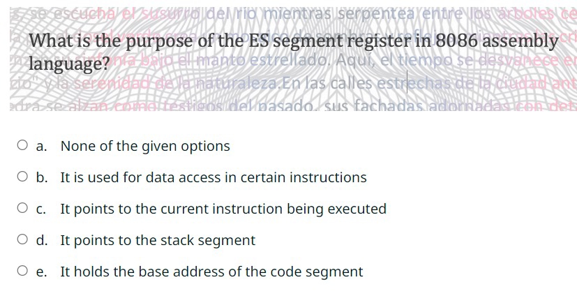Solved What is the purpose of the ES segment register in | Chegg.com