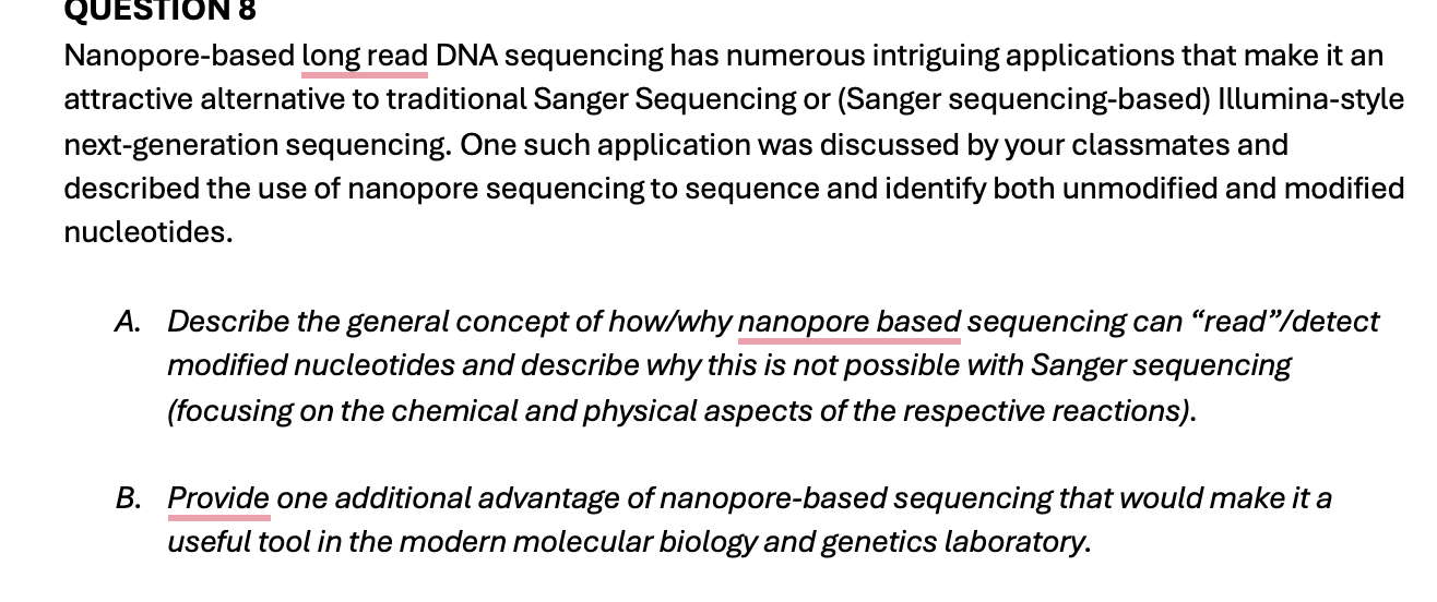 Solved \Nanopore-based long read DNA sequencing has numerous | Chegg.com