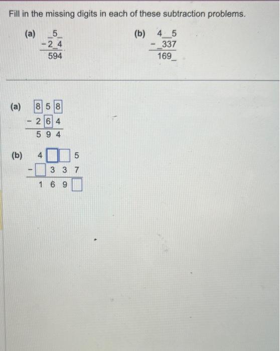 Solved Fill in the missing digits in each of these | Chegg.com