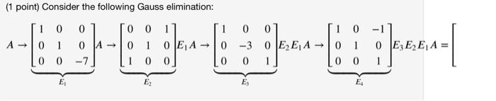 Solved What is the determinant of A? det(A) = (1 point) | Chegg.com