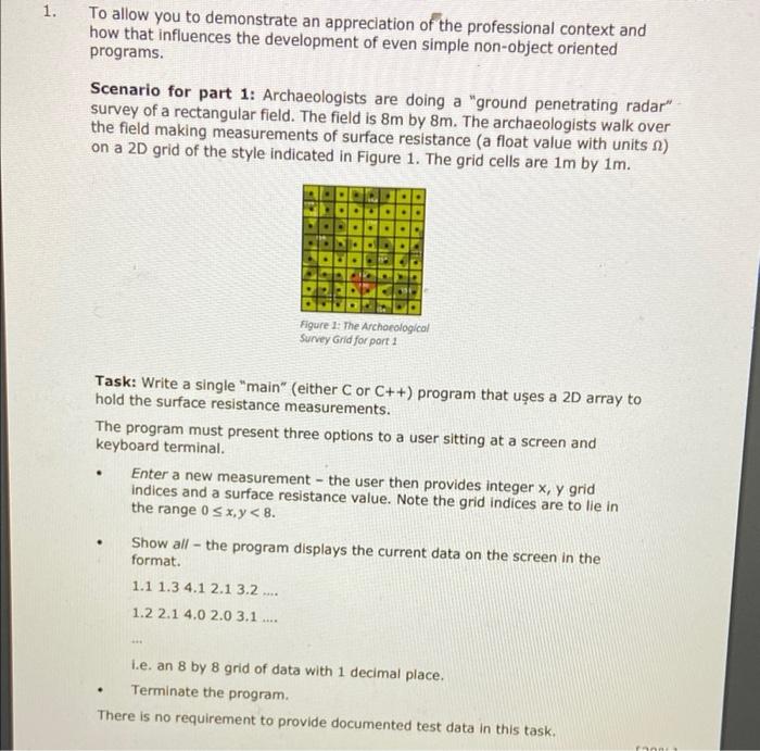 Solved 1. To allow you to demonstrate an appreciation of the | Chegg.com