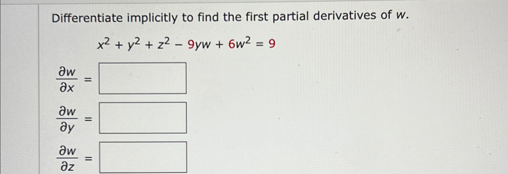 Solved Differentiate implicitly to find the first partial | Chegg.com