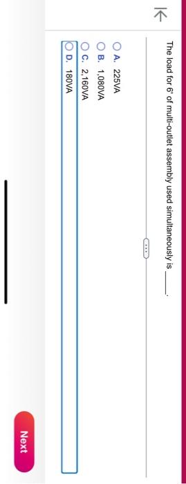 Solved The load for 6′ of multi-outlet assembly used | Chegg.com