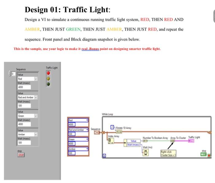 Design 01: Traffic Light: Design a VI to simulate a | Chegg.com
