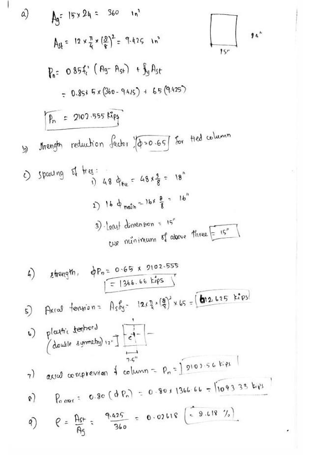 Solved 11. A column has a specified concrete compressive | Chegg.com