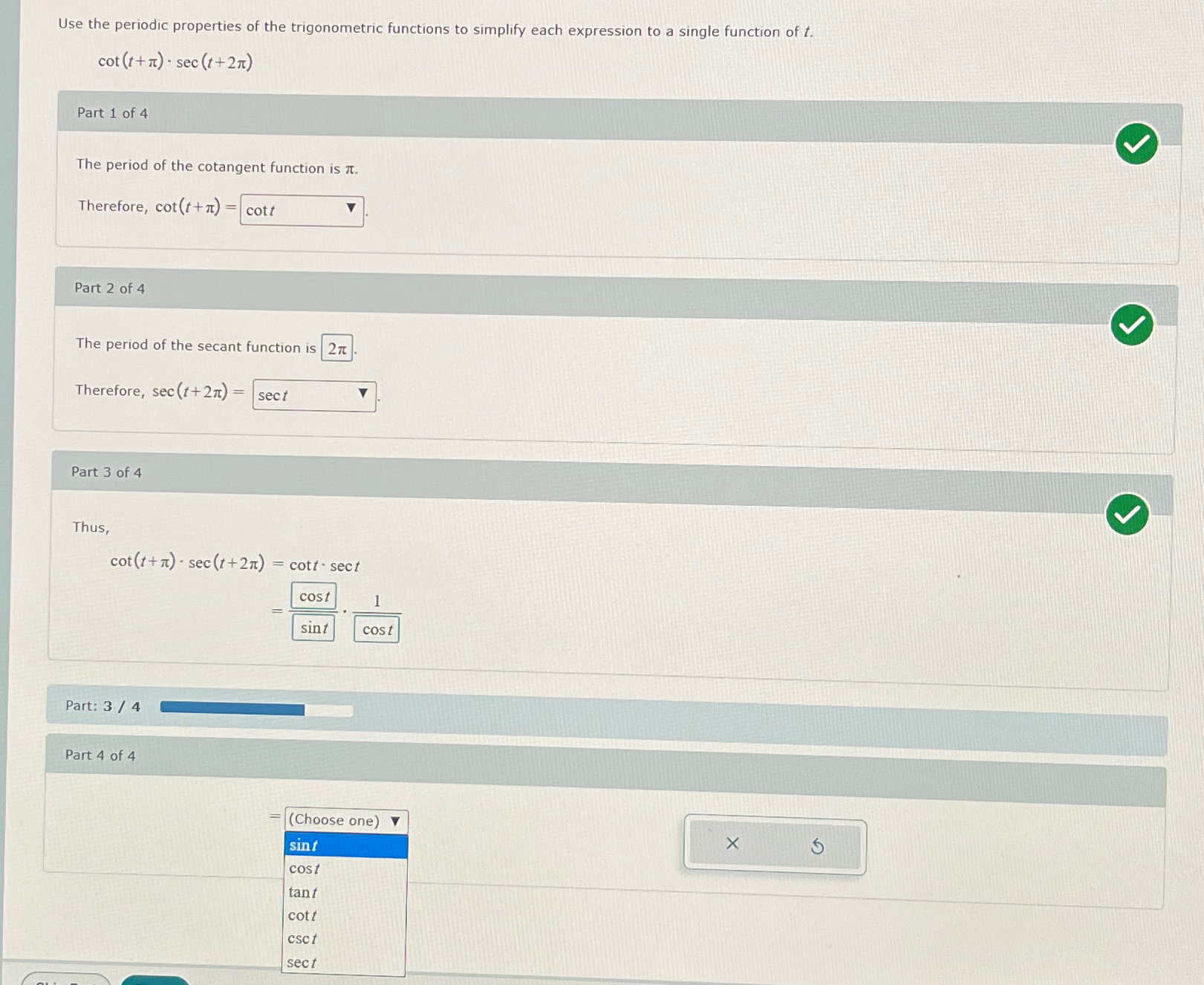 Solved Use the periodic properties of the trigonometric | Chegg.com
