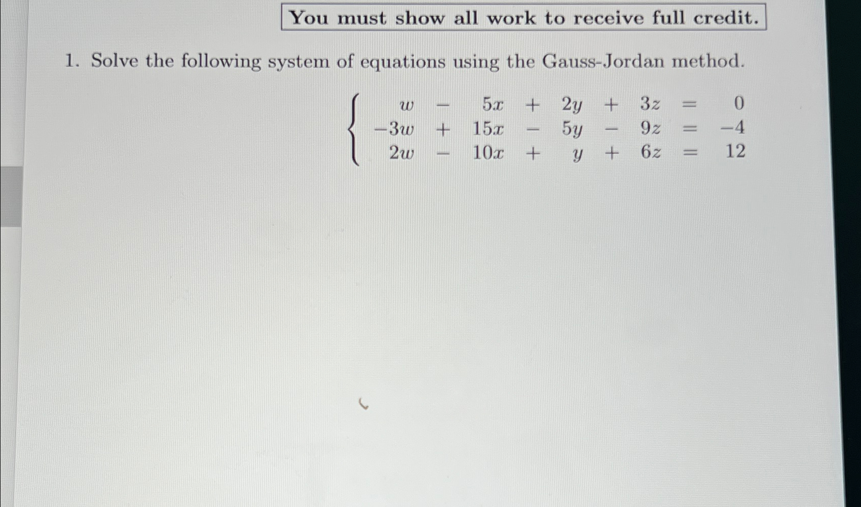 Solved You must show all work to receive full credit.Solve | Chegg.com